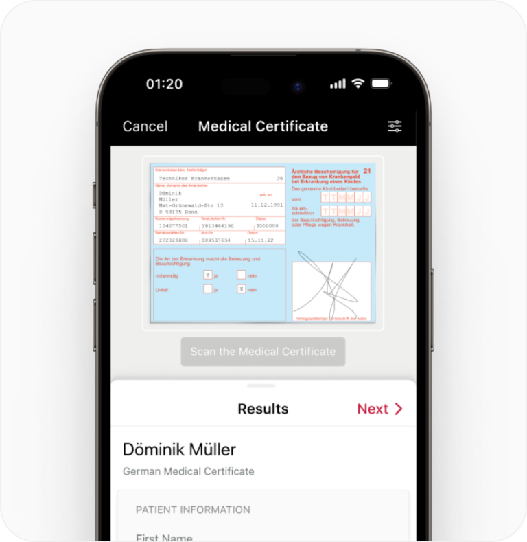 Medical Certificate Scanner - Scanbot SDK