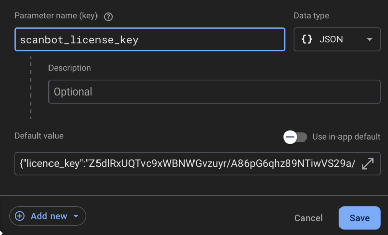 Update license key with Firebase Remote Config (iOS) - Scanbot SDK