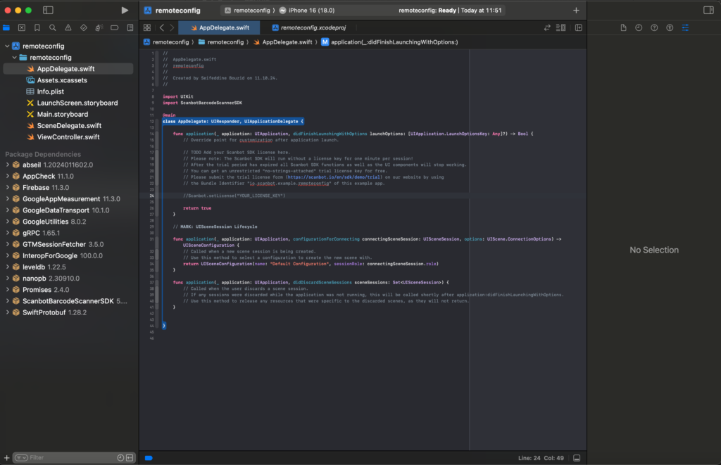 Update License Key With Firebase Remote Config Ios Scanbot Sdk