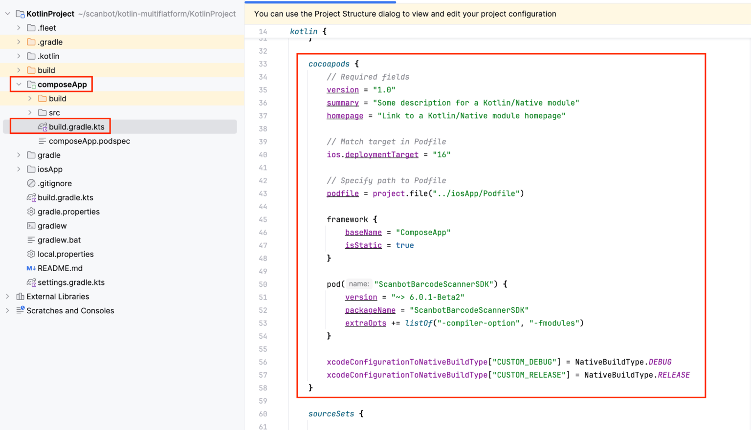 Compose Multiplatform Barcode Scanner Using Cocoapods Scanbot Sdk