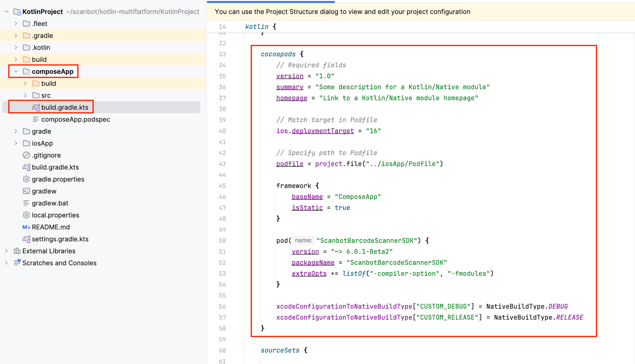 Compose Multiplatform Barcode Scanner using CocoaPods - Scanbot SDK