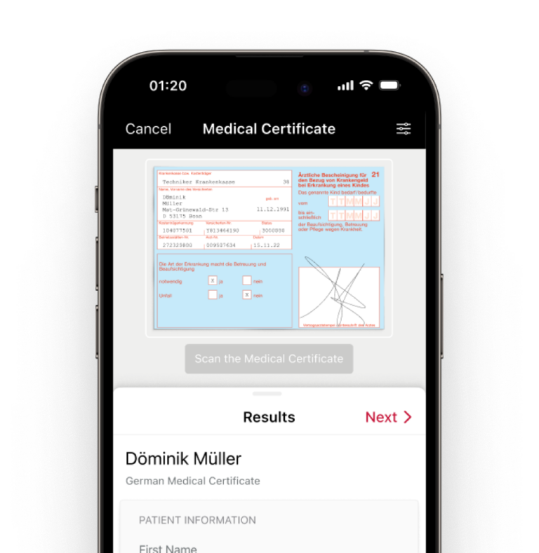 Medical Certificate Scanner - Scanbot SDK