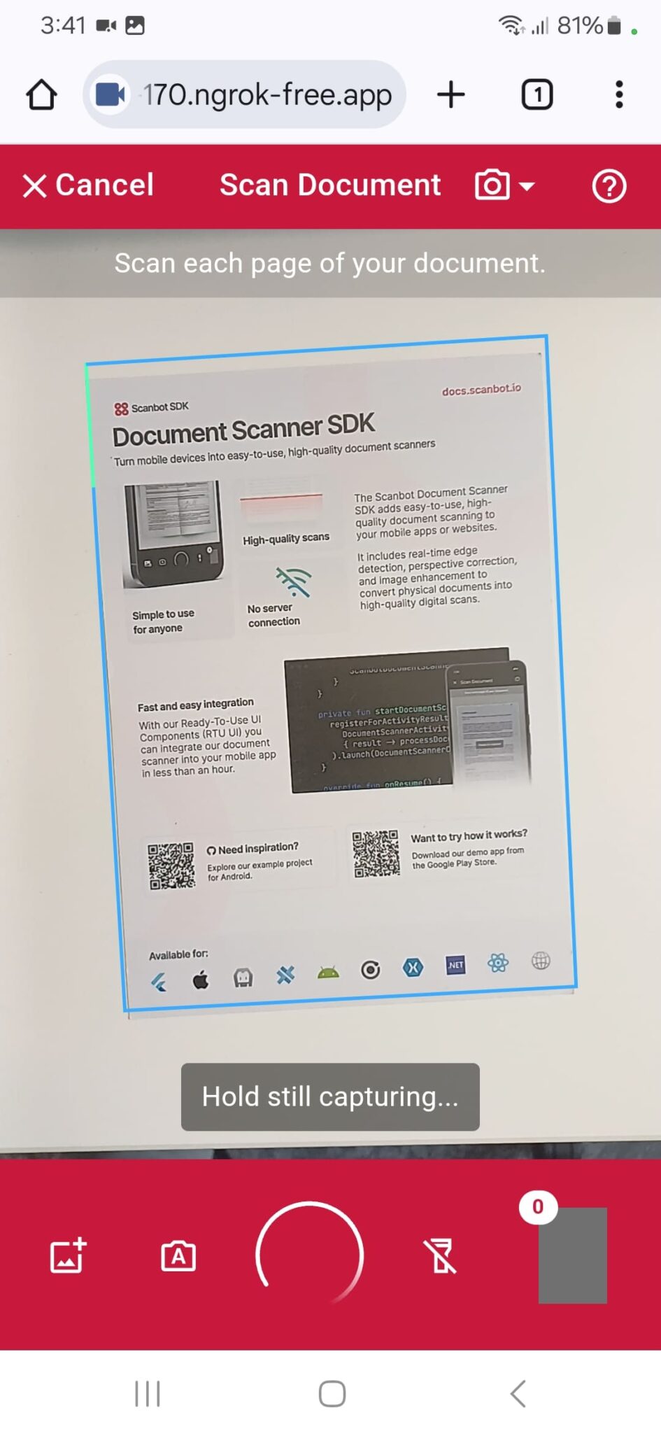 Build a JS camera document scanner - Scanbot SDK